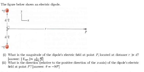Solved The figure below shows an electric dipole. (i) What | Chegg.com