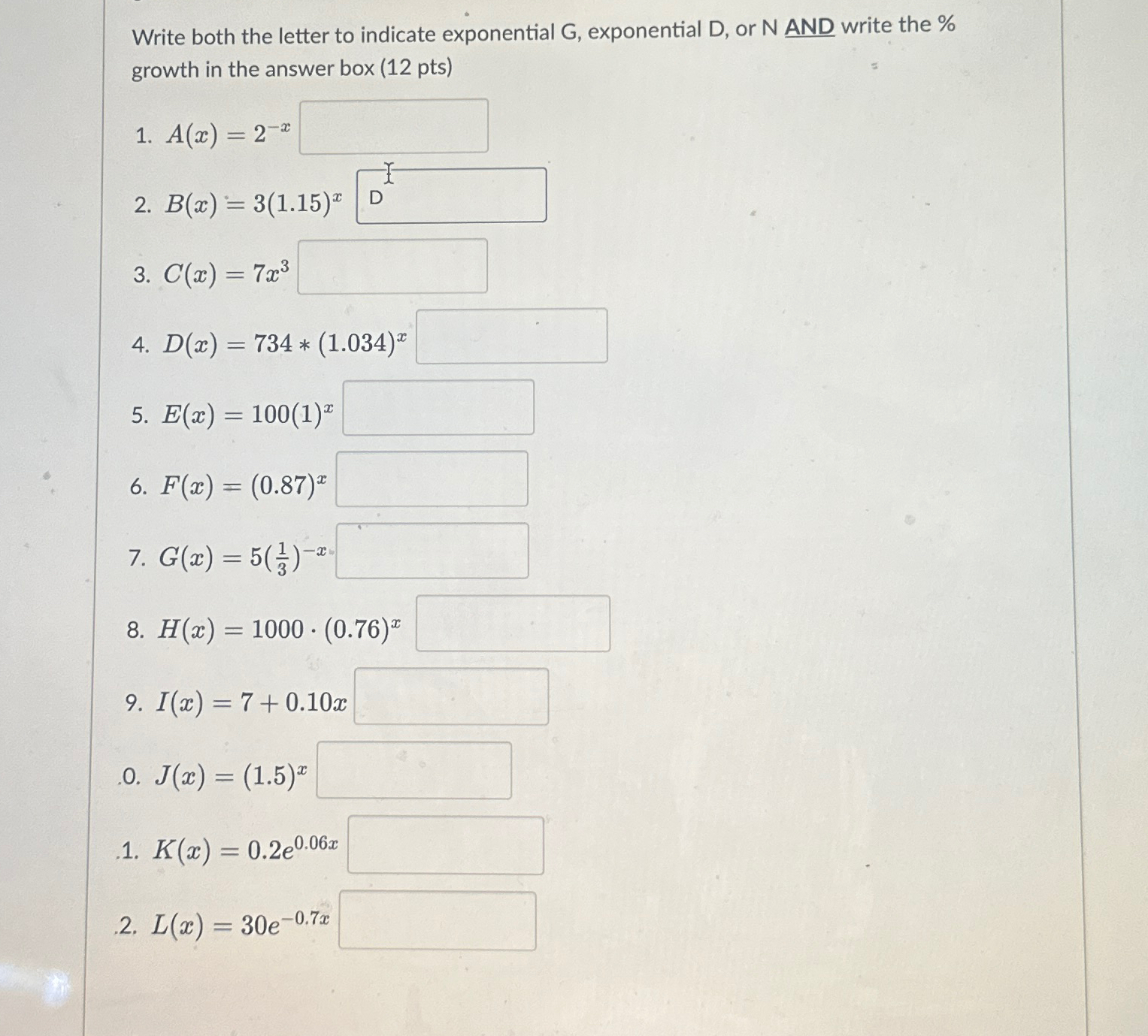 Solved Write both the letter to indicate exponential G, | Chegg.com