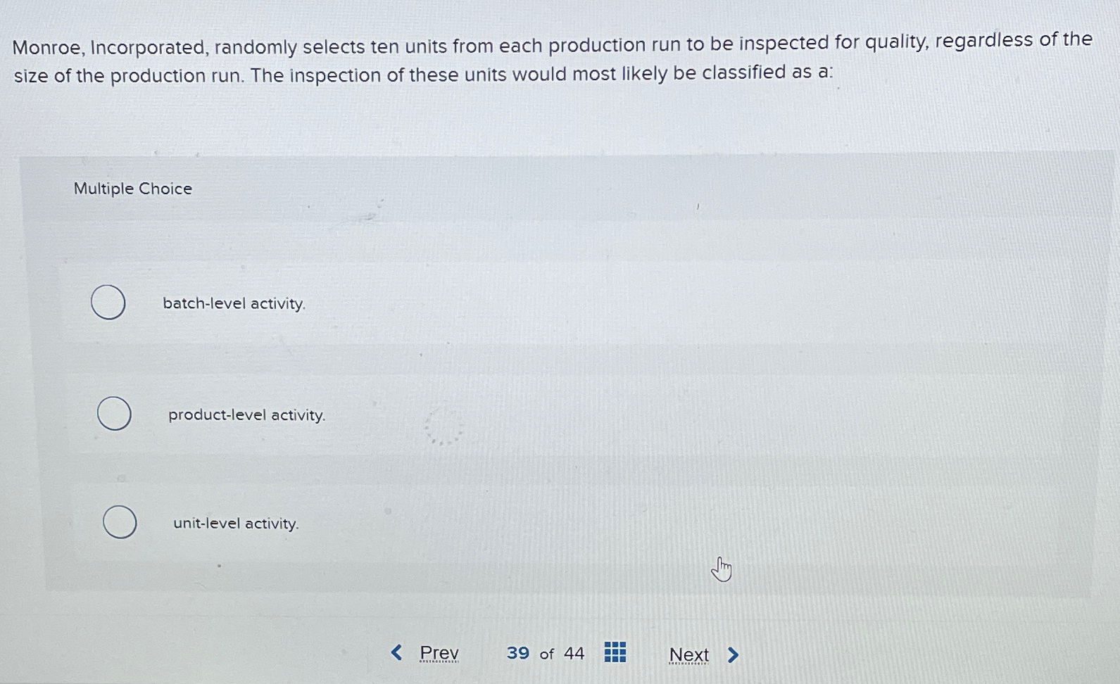 Solved Monroe, Incorporated, randomly selects ten units from | Chegg.com