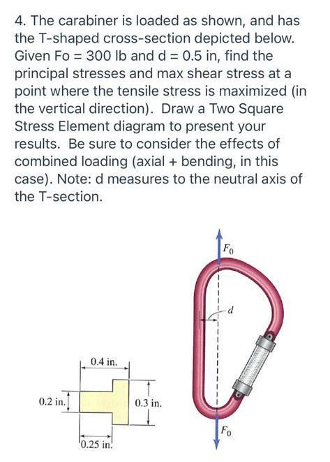 Solved 4. The carabiner is loaded as shown, and has the | Chegg.com