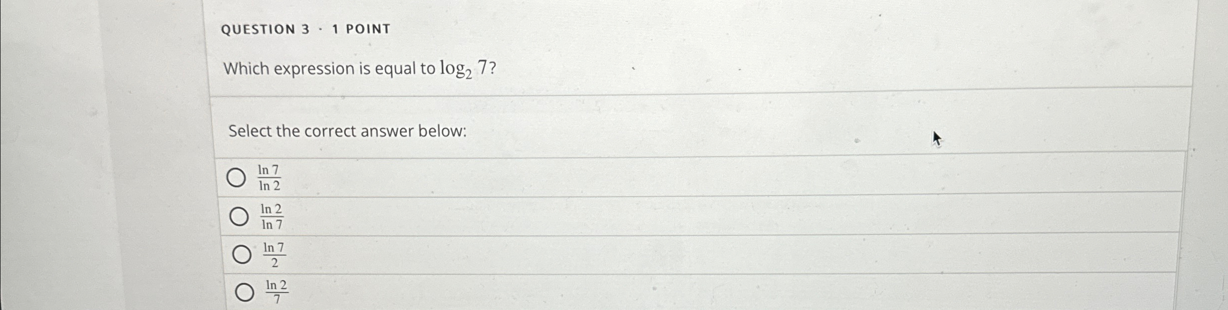 Solved QUESTION 3 - 1 POINTWhich expression is equal to | Chegg.com Solved QUESTION 3 - 1 POINTWhich expression is equal to | Chegg.com