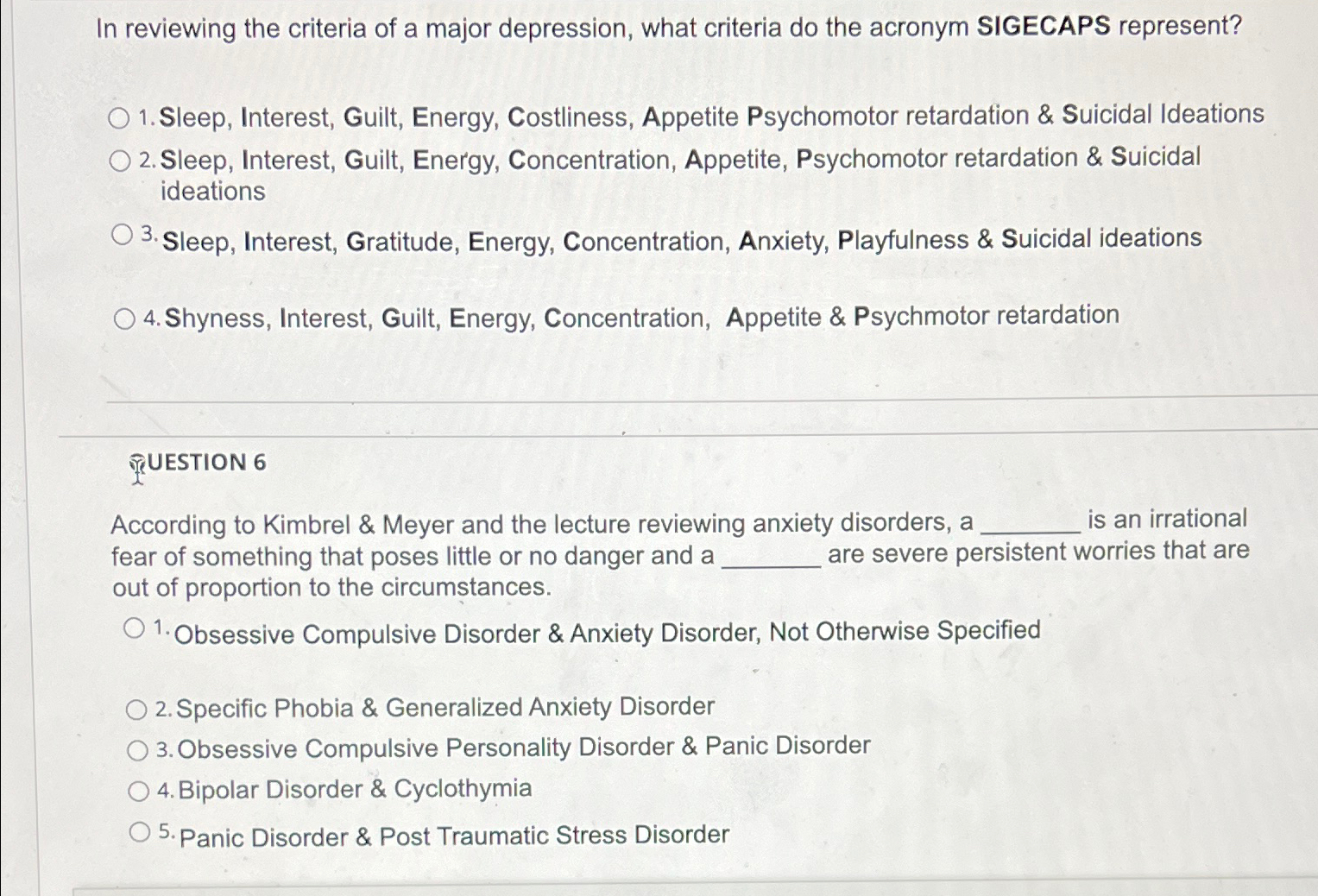 Solved In reviewing the criteria of a major depression, what | Chegg.com