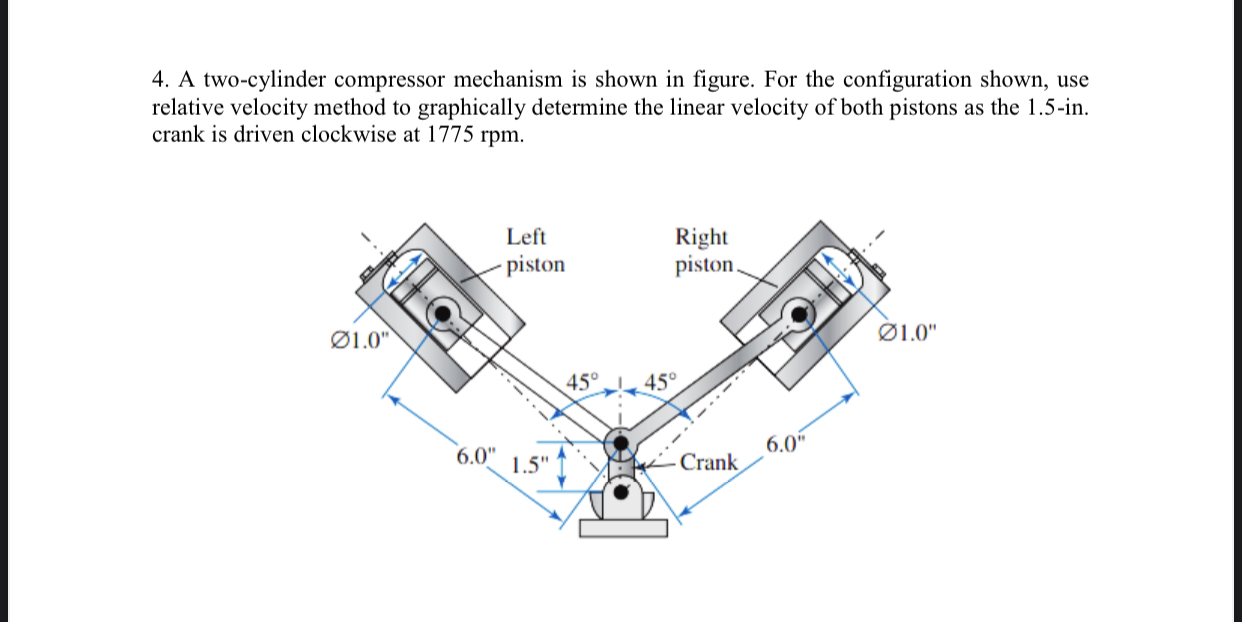 Solved 4. ﻿A two-cylinder compressor mechanism is shown in | Chegg.com