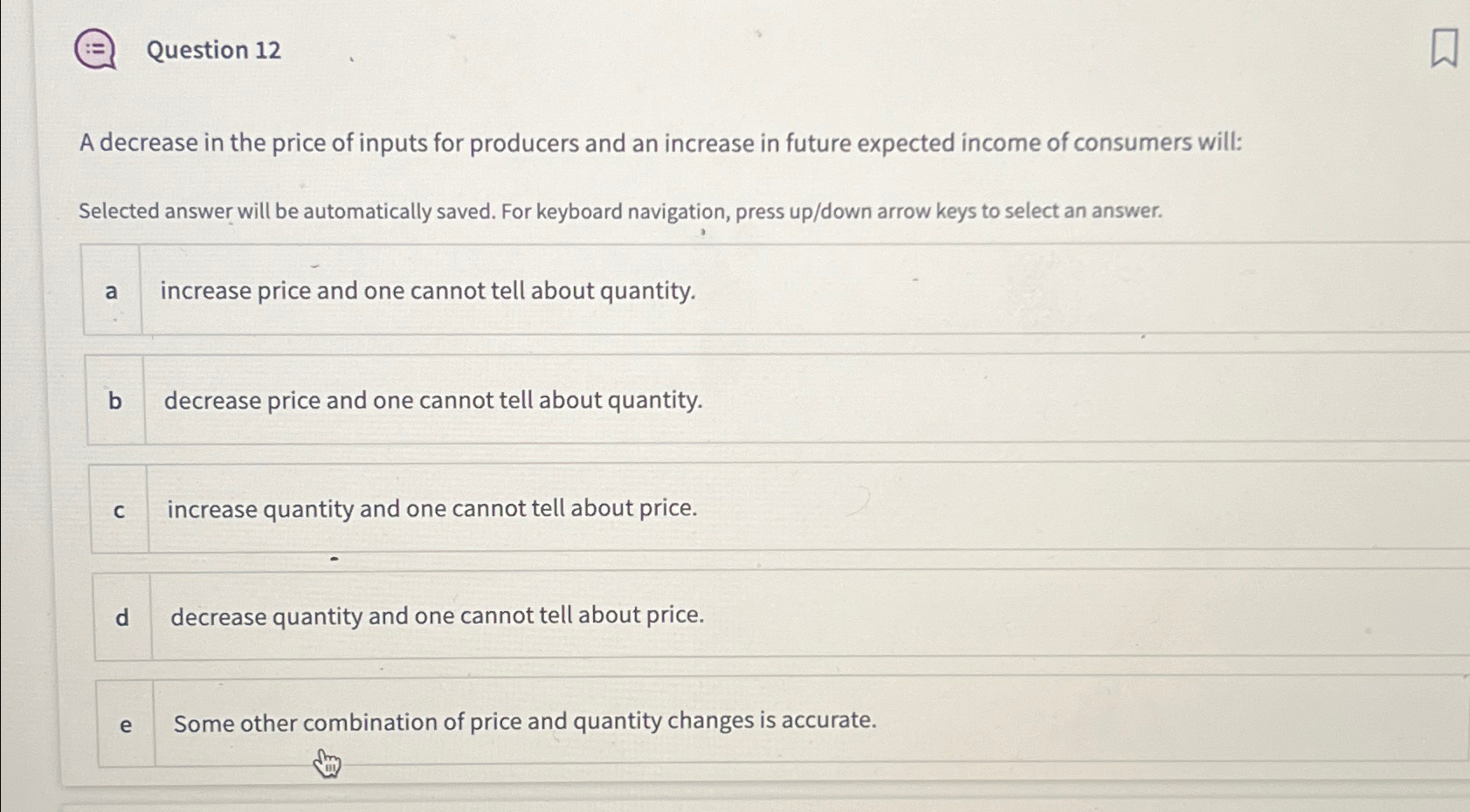 Solved Question 12A decrease in the price of inputs for | Chegg.com