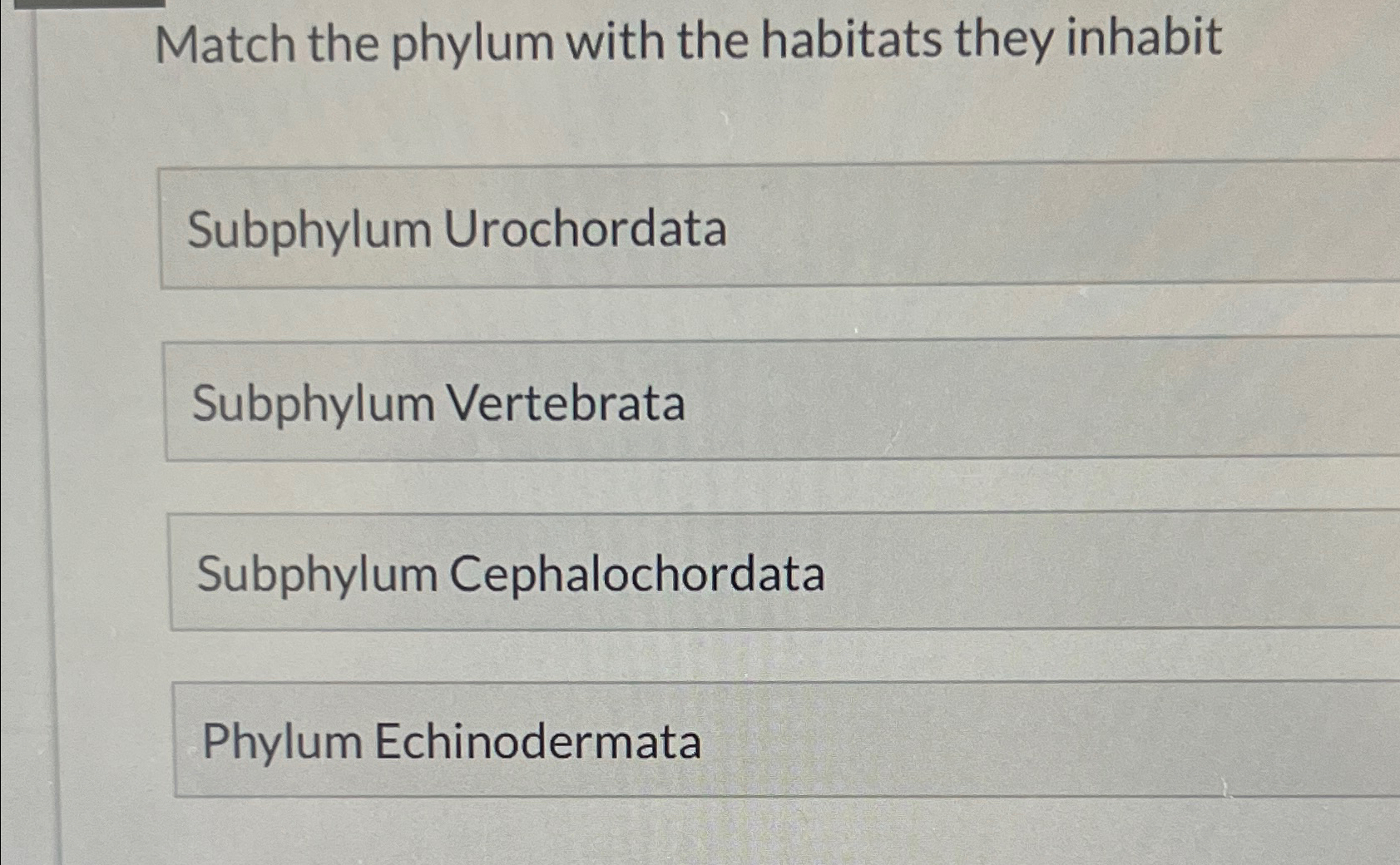 Solved Match the phylum with the habitats they | Chegg.com