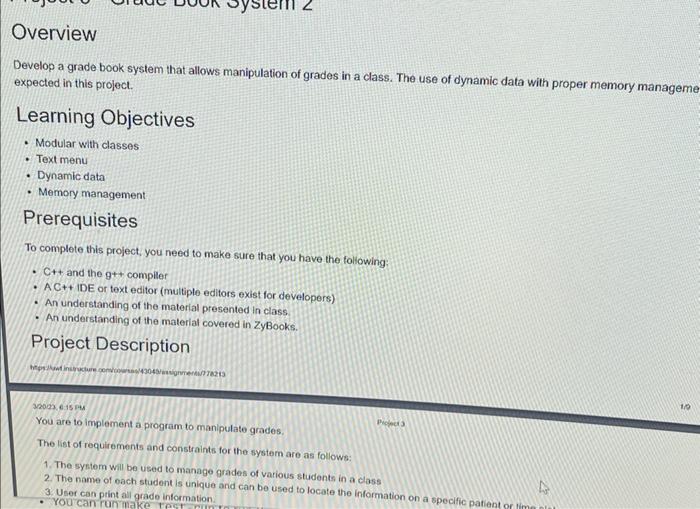 Solved Develop a grade book system that allows manipulation | Chegg.com