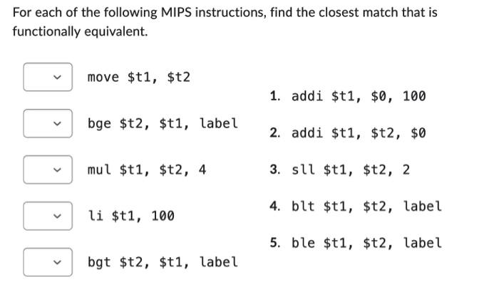 Solved For each of the following MIPS instructions, find the | Chegg.com