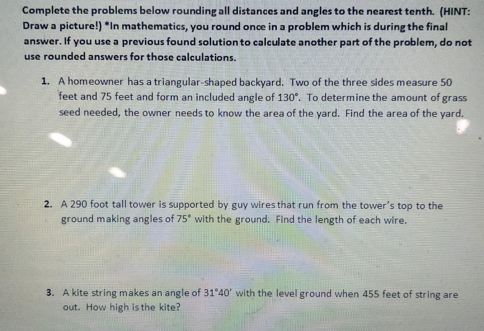 Solved Complete the problems below rounding all distances | Chegg.com