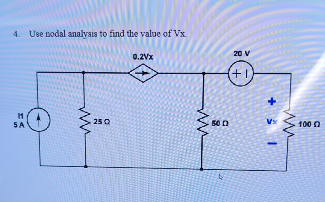 Solved Use nodal analysis to find the value of Vx. | Chegg.com