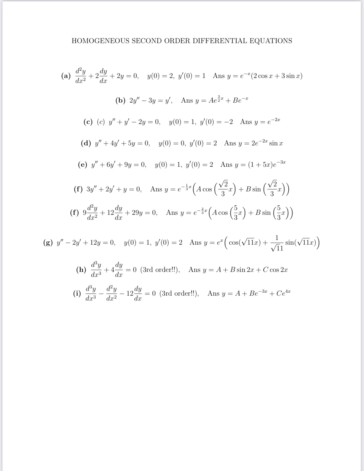 Solved HOMOGENEOUS SECOND ORDER DIFFERENTIAL | Chegg.com