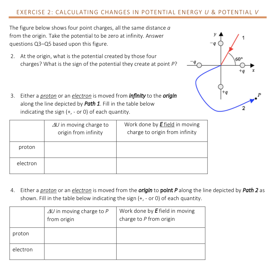 Solved EXERCISE 2: CALCULATING CHANGES IN POTENTIAL ENERGY U | Chegg.com