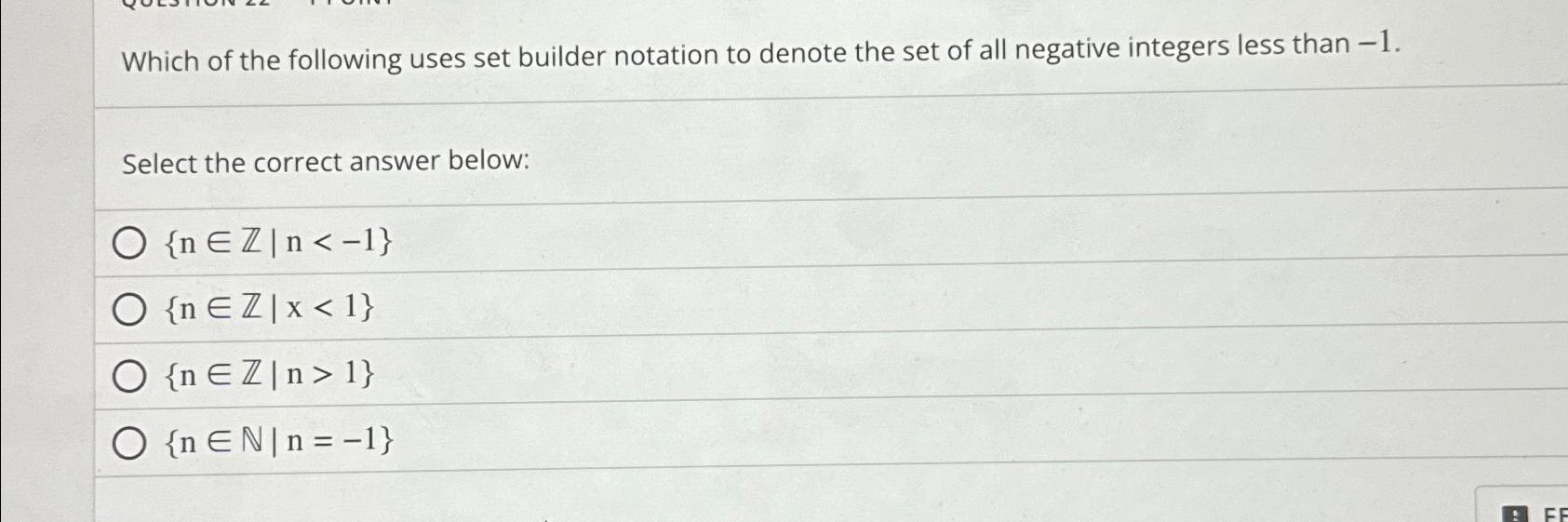 Solved Which of the following uses set builder notation to | Chegg.com