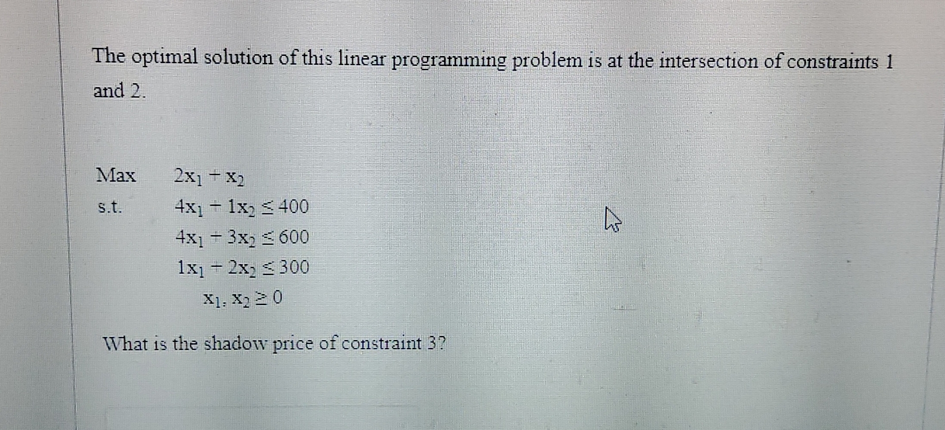 Solved The optimal solution of this linear programming | Chegg.com