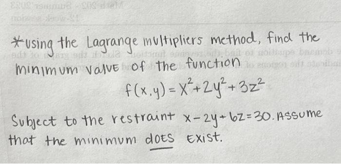 Solved * using the Lagrange multipliers method, find the | Chegg.com