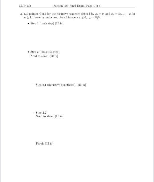 Solved CMP 232 Section 02F Final Exam, Page 4 of 5 3. (30 | Chegg.com