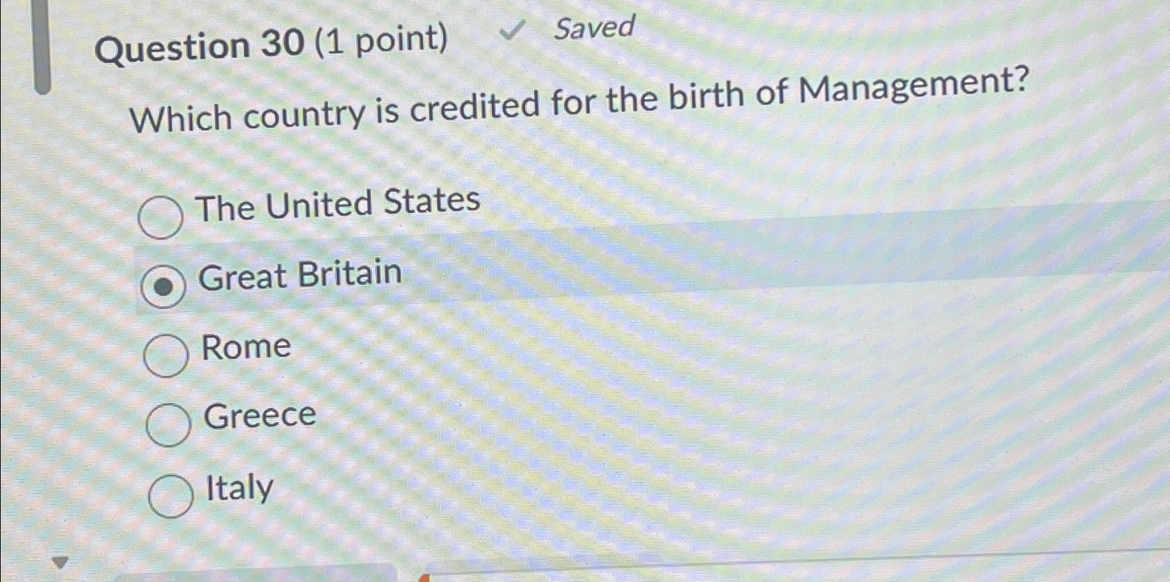 Solved Question 30 (1 ﻿point) ﻿SavedWhich country is | Chegg.com