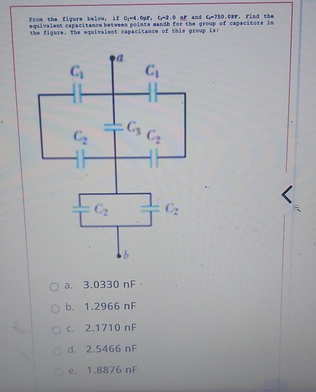 Solved From the figure below, if C1=4.0μF,c1−2.0nF and | Chegg.com