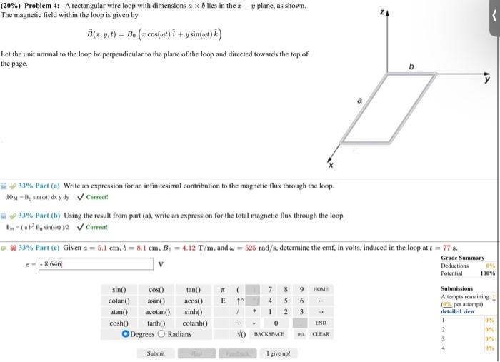 Solved 20 Problem 4 A Rectangular Wire Loop With 