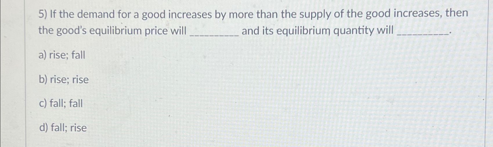 Solved If the demand for a good increases by more than the | Chegg.com