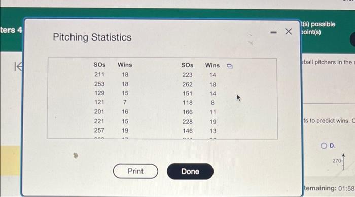 Solved Pitching Statistics ball pitchers in the ts to | Chegg.com