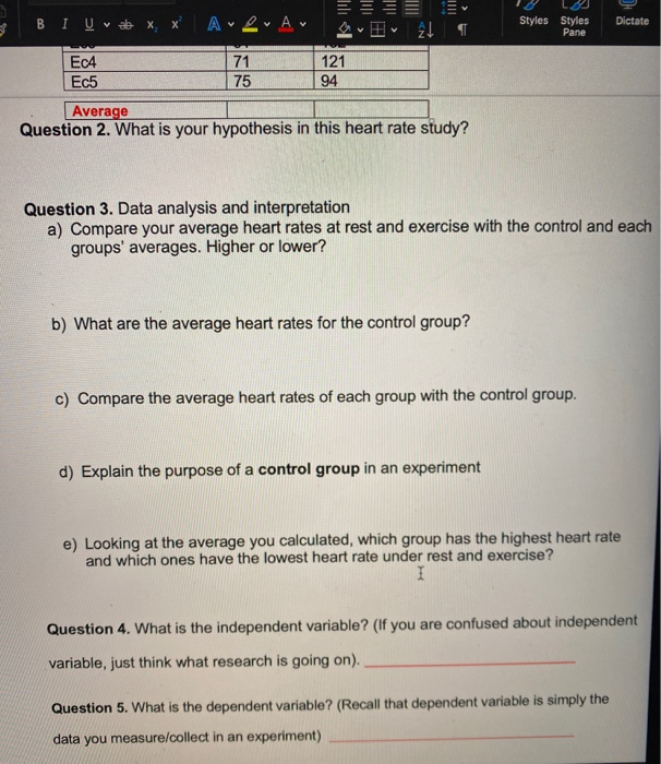 Pane a) Collect data on your heart rate and calculate | Chegg.com