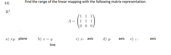 Solved Find the range of the linear mapping with the | Chegg.com