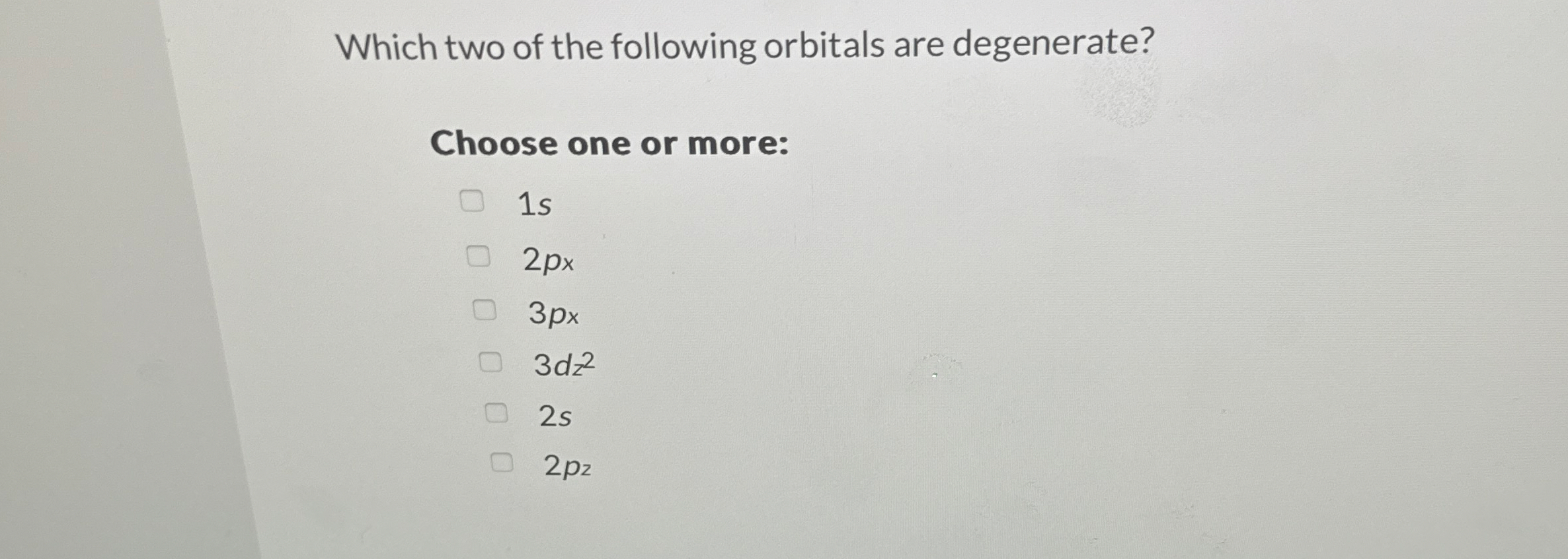 Solved Which two of the following orbitals are | Chegg.com