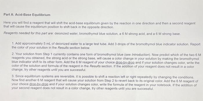 Solved Part A - Equilibrium and an Acid-Base Indicator The | Chegg.com