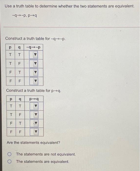 Solved Use A Truth Table To Determine Whether The Two