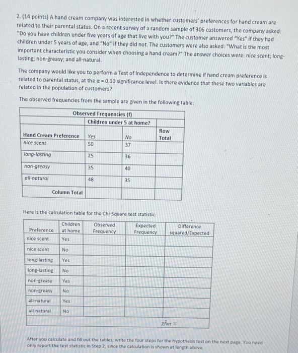 Solved For each problem, show at minimum: 1) The null and | Chegg.com