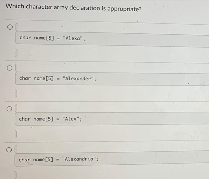 Solved Which assigns the array's last element with 99? 0 int | Chegg.com