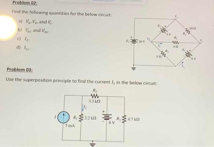 Solved Problem 02: Find the following quantities for the | Chegg.com