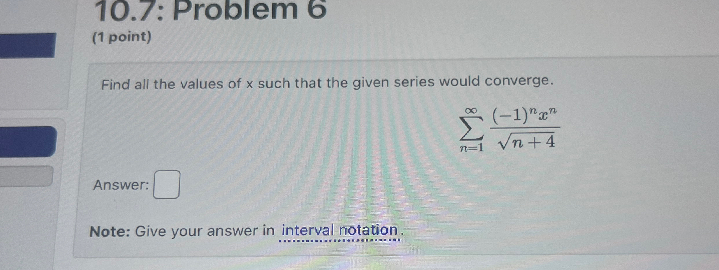 Solved 10.7: Problem 6(1 ﻿point)Find all the values of x | Chegg.com