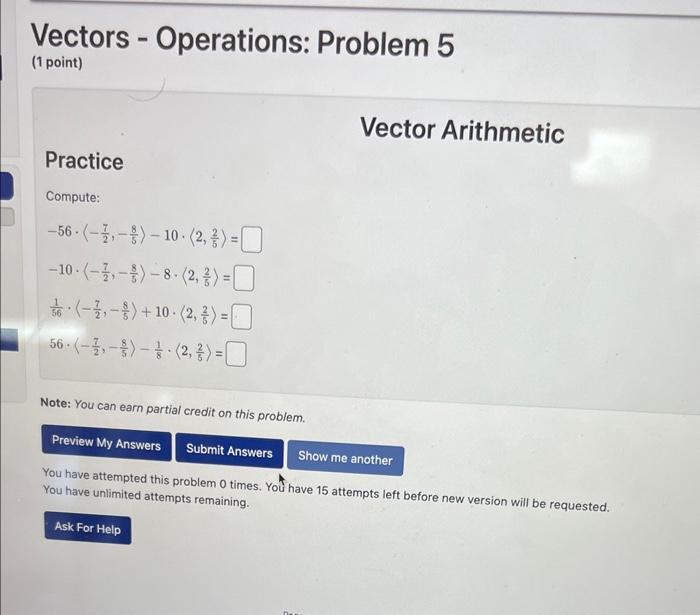 Solved Vector Arithmetic Practice Compute: | Chegg.com