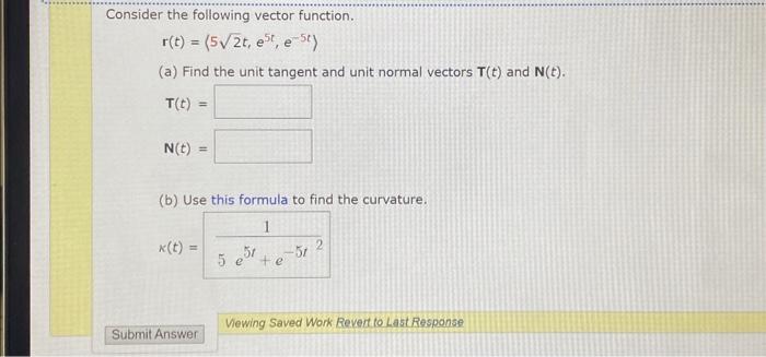Solved Consider the following vector function. | Chegg.com