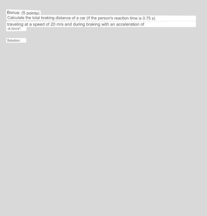 Solved Bonus: (5 points) Calculate the total braking | Chegg.com