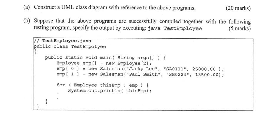 Solved // Employee.Java public abstract class Employee | Chegg.com Solved // Employee.Java public abstract class Employee | Chegg.com