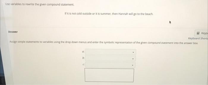 Solved Use variables to rewrite the given compound | Chegg.com
