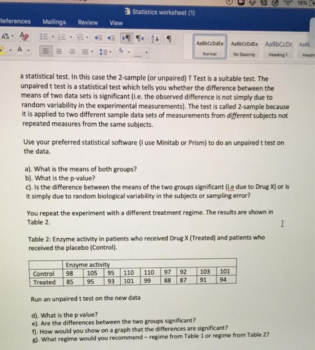 Solved UUU 18%C4 Statistics worksheet (1) View References A. | Chegg.com