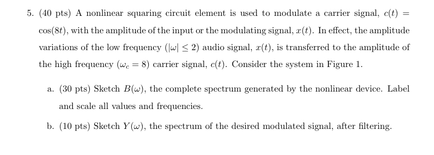 Solved (40 ﻿pts) ﻿A nonlinear squaring circuit element is | Chegg.com