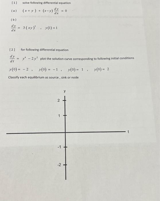 Solved 1 Solve Following Differential Equation A 