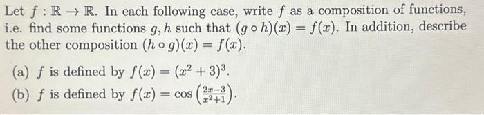 Solved Let f:R→R. In each following case, write f as a | Chegg.com