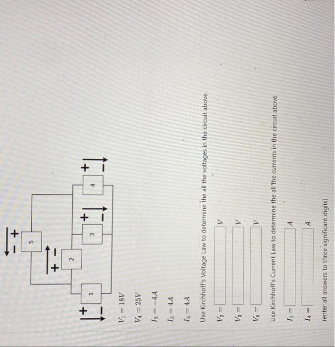 Solved V1=18 VV4=25 VI2=−4 AI3=4 AI5=4 A Use Kirchhoff's | Chegg.com