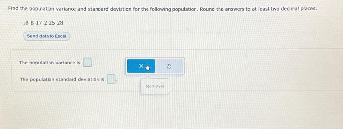 Find the population variance and standard deviation | Chegg.com