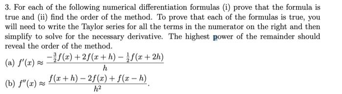 Solved 3. For each of the following numerical | Chegg.com