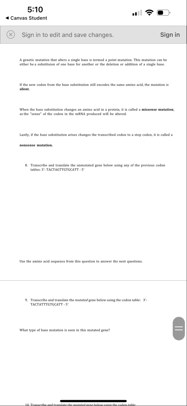 Solved 5:10Canvas StudentSign in to edit and save | Chegg.com