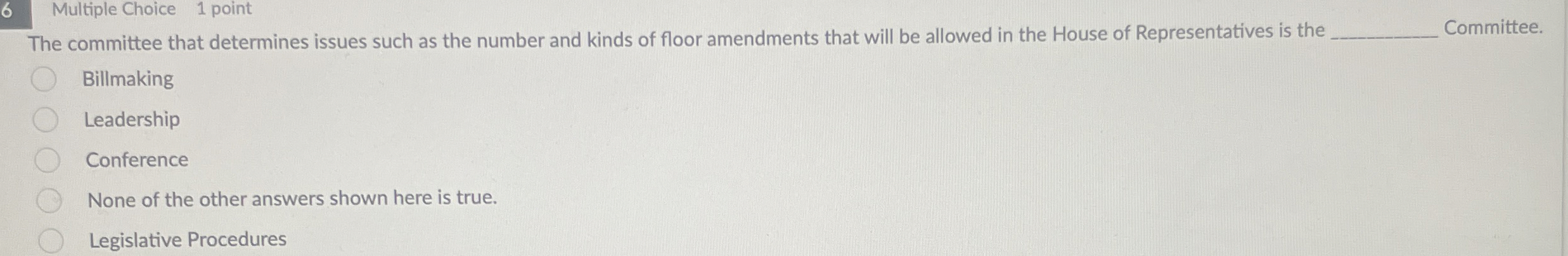 Solved 6 ﻿Multiple Choice 1 ﻿pointThe committee that | Chegg.com