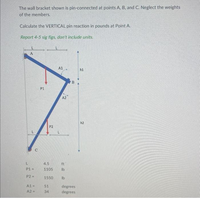 Solved The wall bracket shown is pin-connected at points A, | Chegg.com