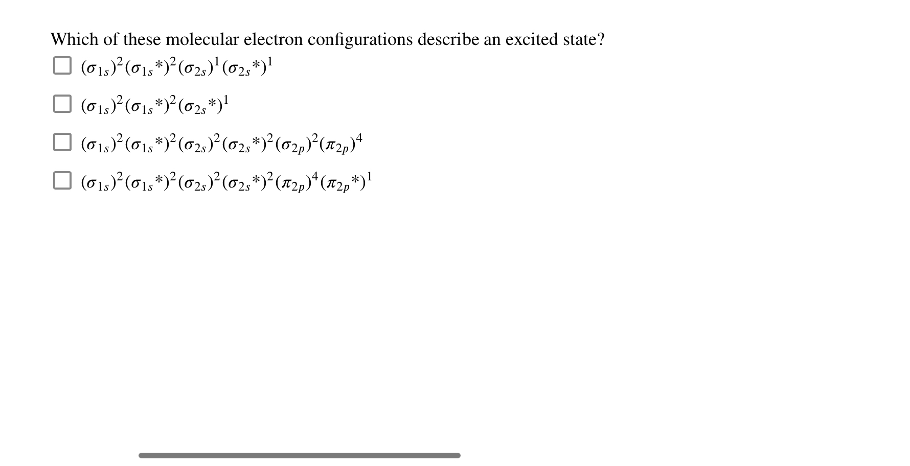Solved Which of ﻿these molecular electron configurations | Chegg.com