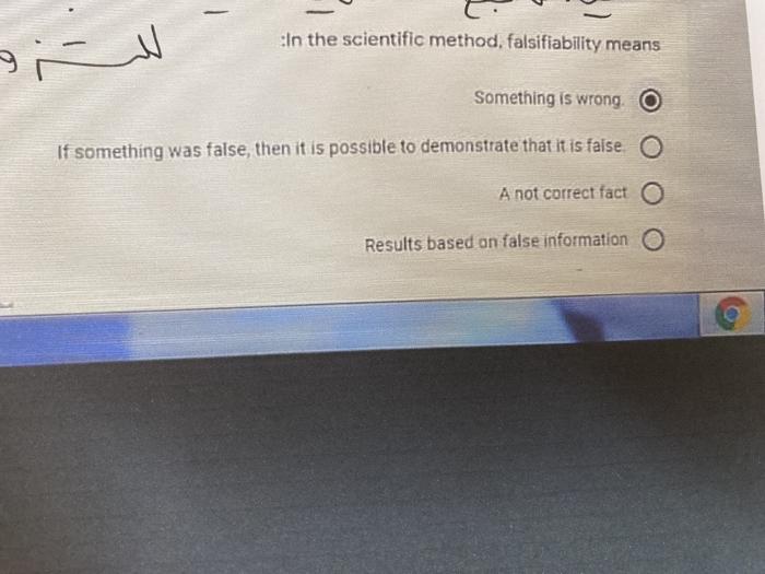 Solved In the scientific method, falsifiability means - - | Chegg.com